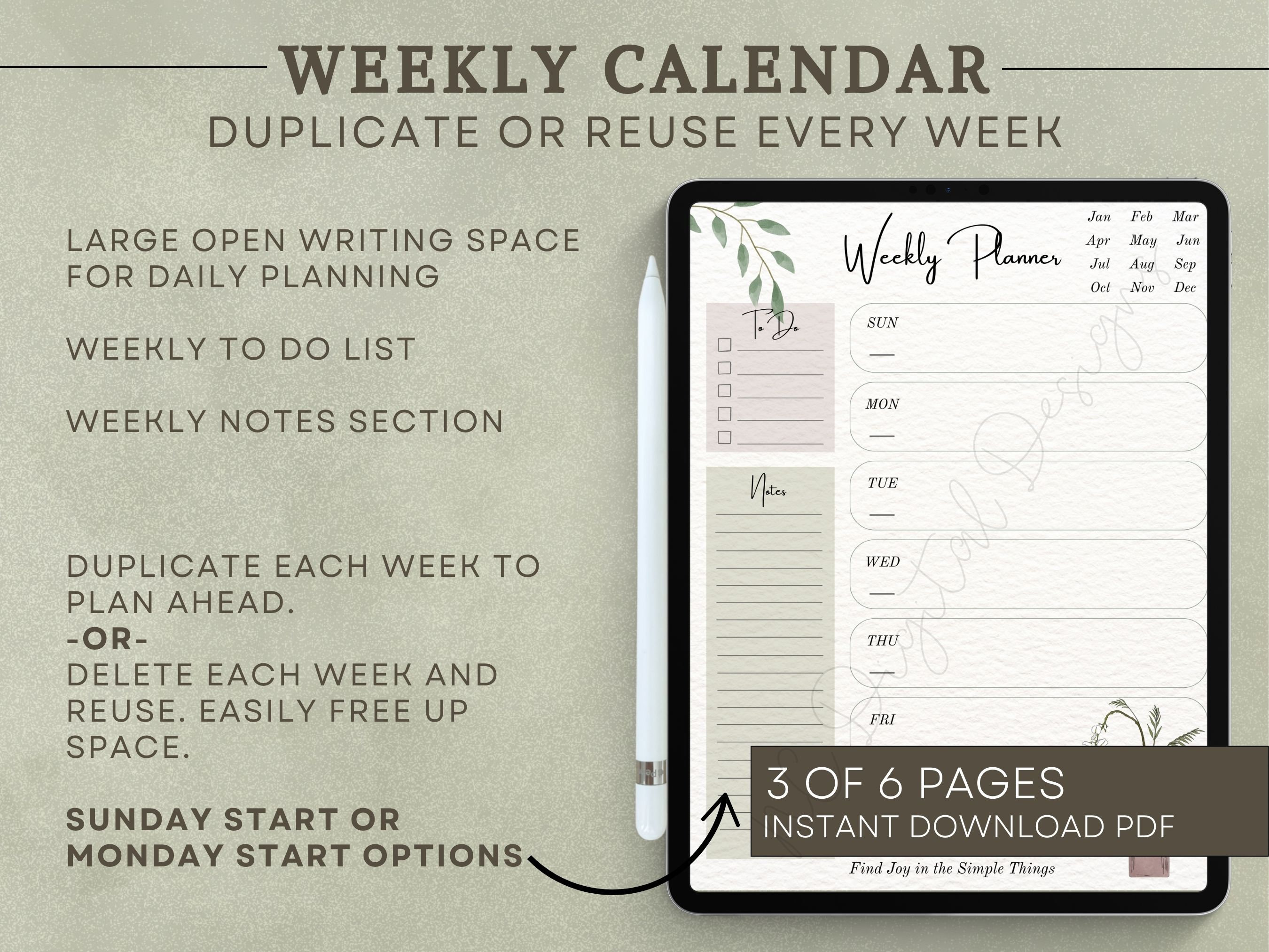 Digital Planner Simple Digital Planner Minimalist Digital Planner ...