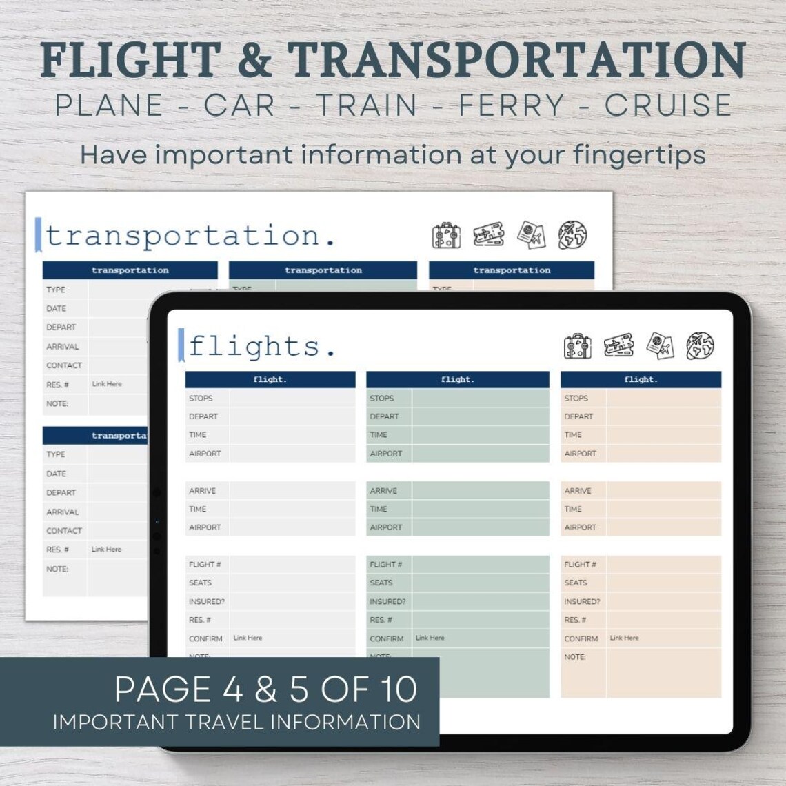 Digital Travel Planner Google Docs Travel Itinerary Digital Vacation ...