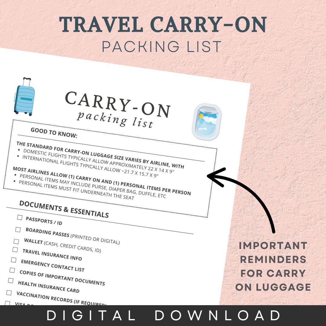 Packing List Carry on Packing List Travel Planning Plan a Vacation What ...