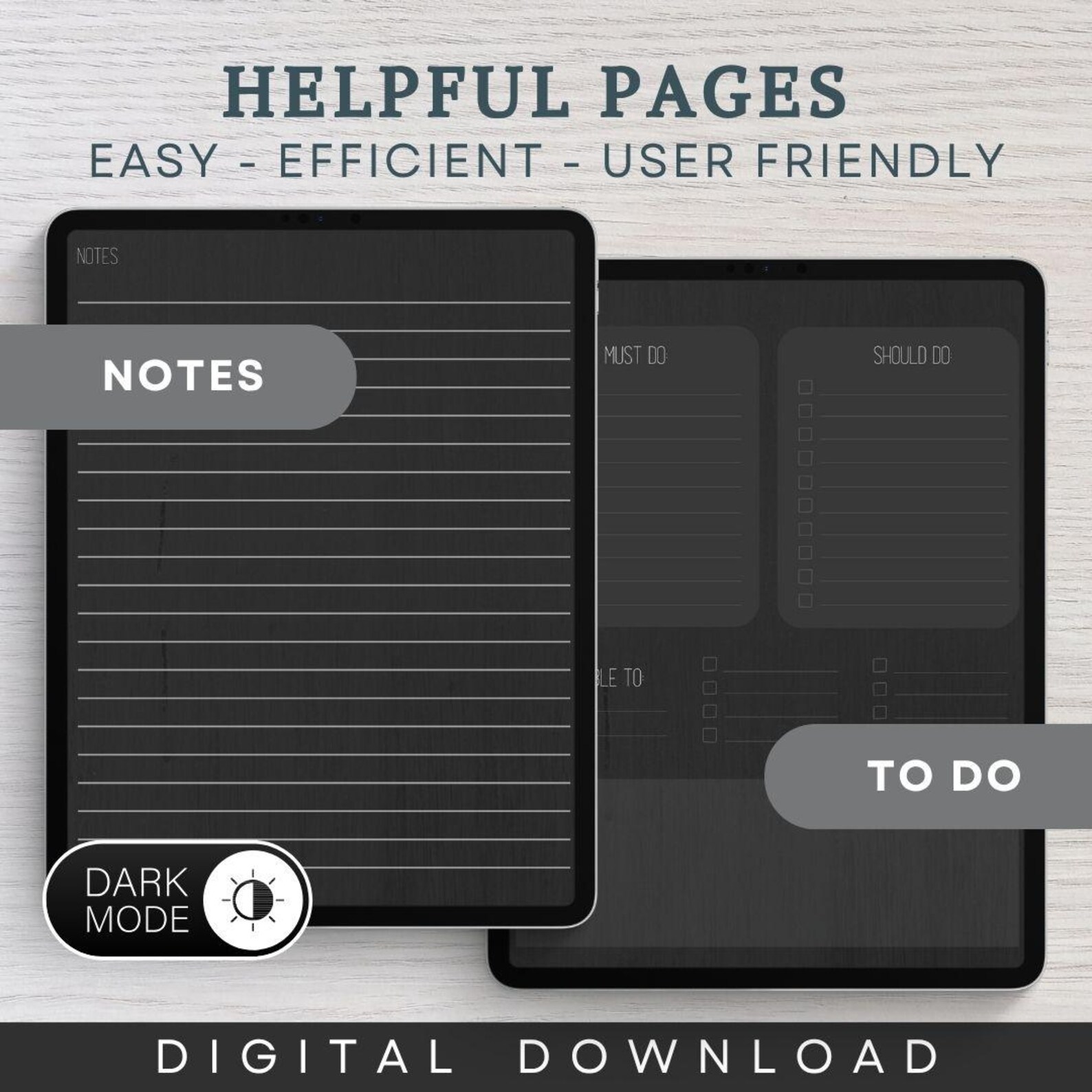 Masculine Planner Digital Planner Dark Mode Digital Planner Simple ...
