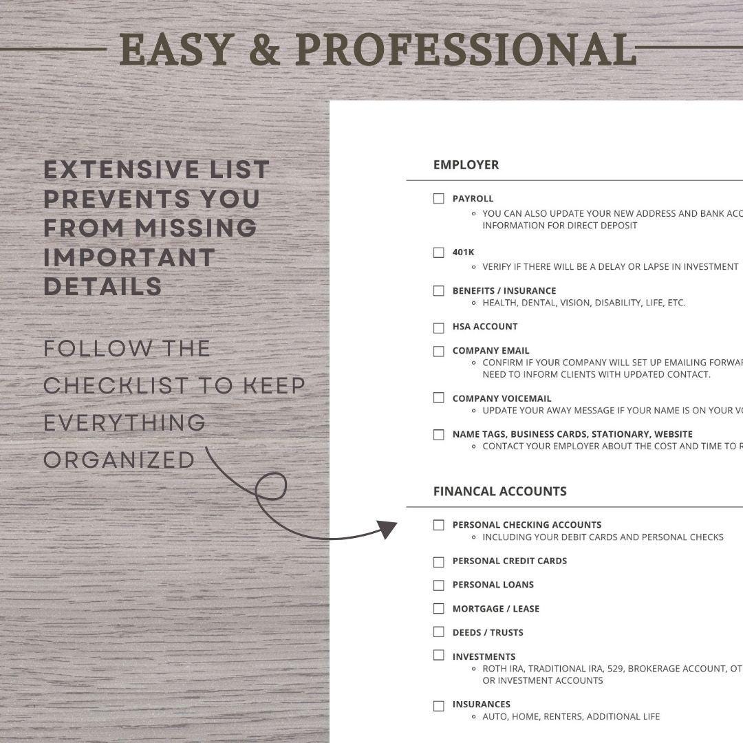 Name Change Checklist Bride Name Change Kit Divorced Name Change My ...