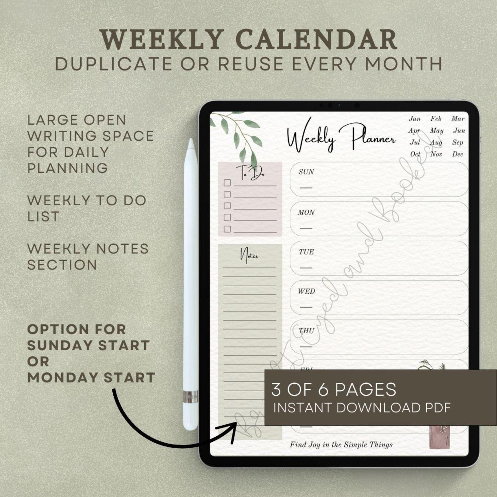 Digital Planner Simple Digital Planner Minimalist Digital Planner ...