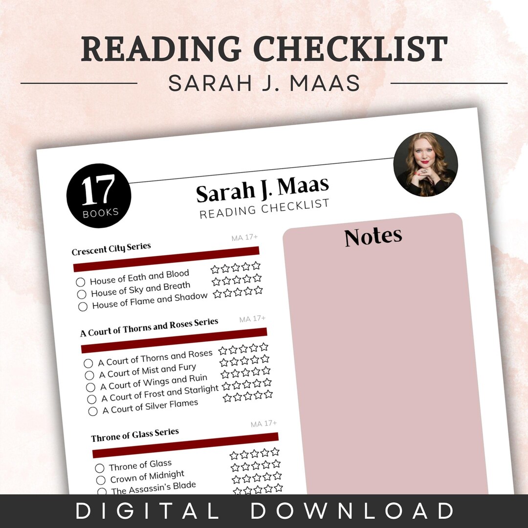 Sarah J Maas Reading Checklist Book Tracker ACOTAR Reading Log ...