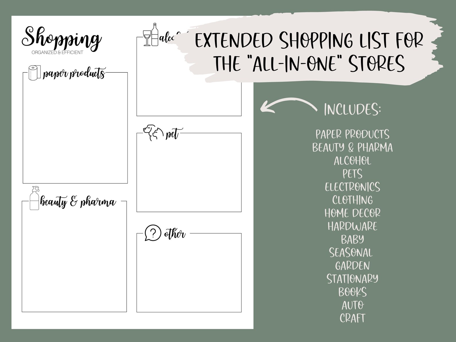 Grocery List Printable Grocery List Template Shopping List Digital ...