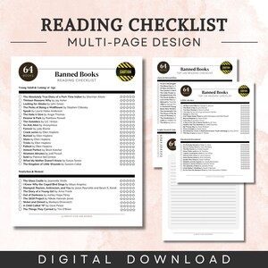 Banned Books Reading Checklist Book Tracker Bookshelf Reading Log ...