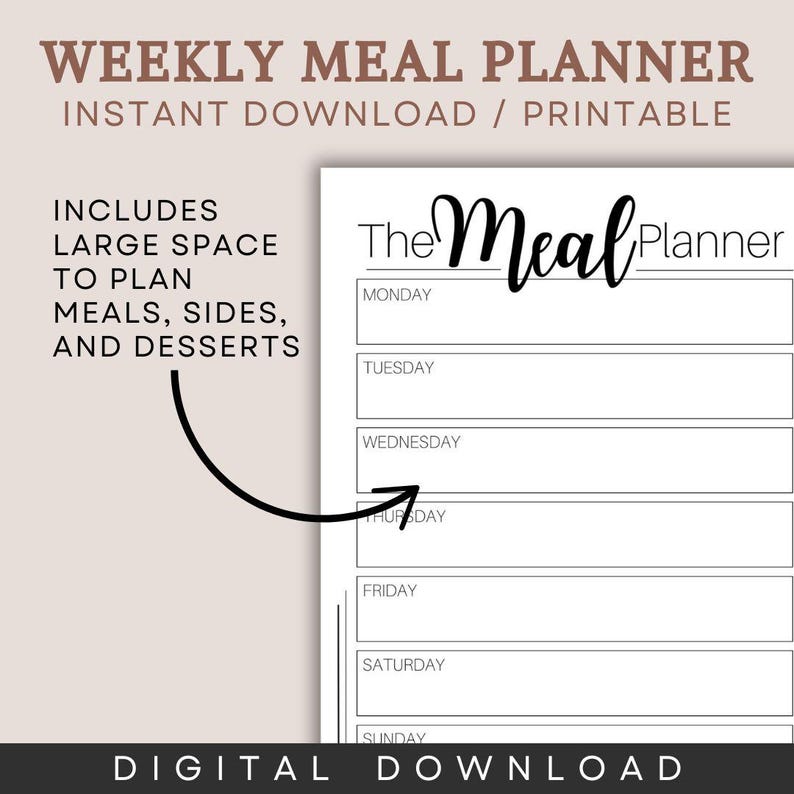 Weekly Meal Planner Family Meal Planner Printable Meal Planning ...