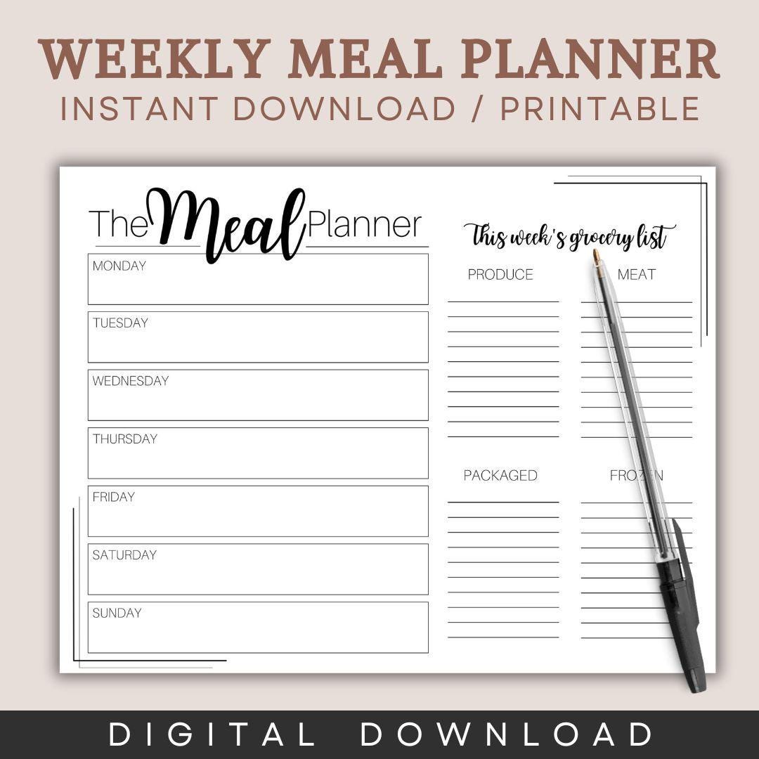 Weekly Meal Planner Family Meal Planner Printable Meal Planning ...