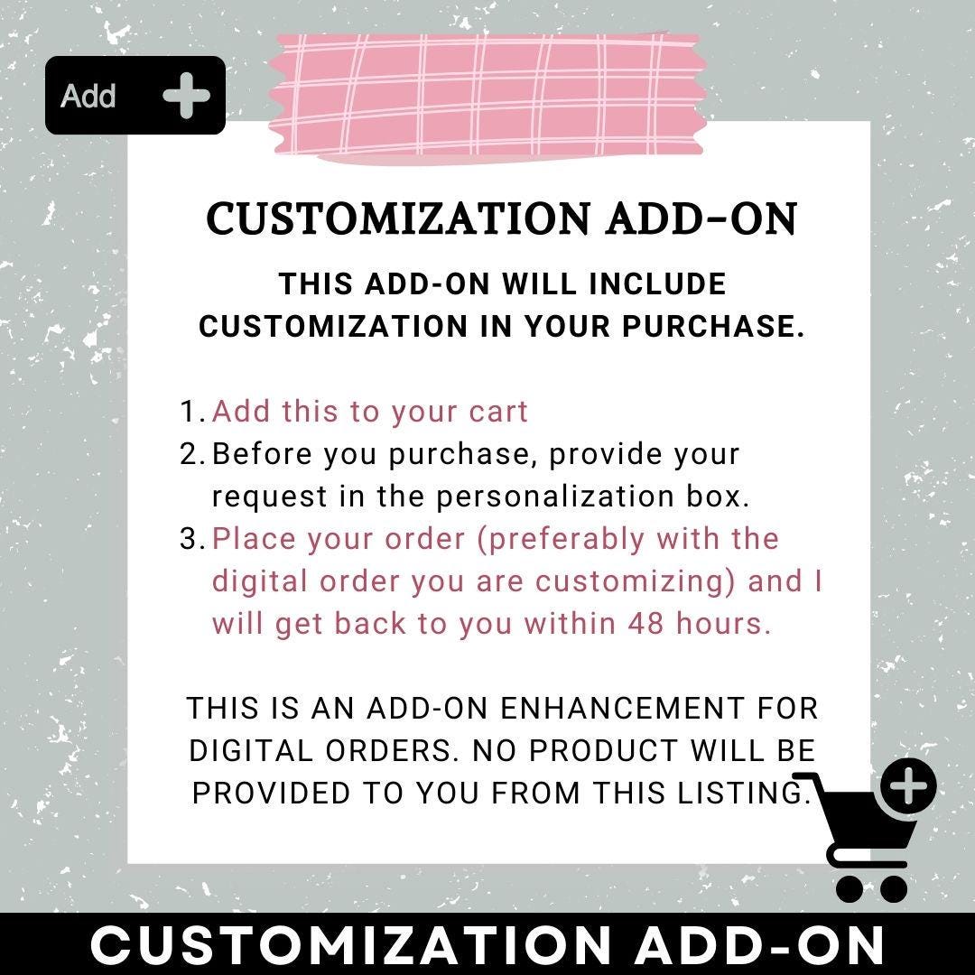 Customization Add on - Bright Eyed and Booked Custom Order Add on Order ...