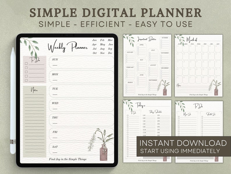 Digital Planner Simple Digital Planner Minimalist Digital - Etsy