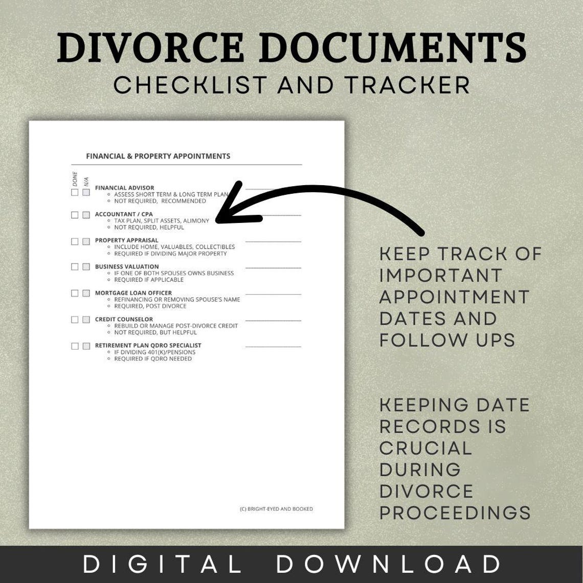 Divorce Checklist Divorce Documents Checklist Divorce Binder Divorced ...