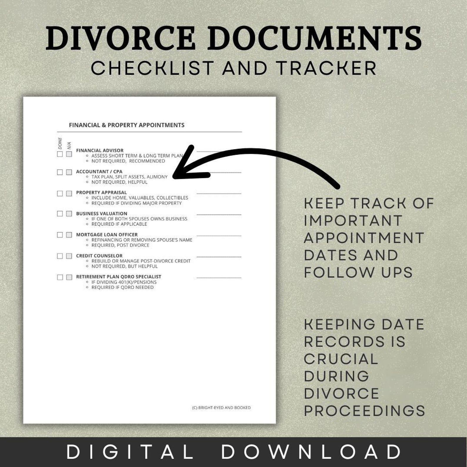 Divorce Checklist Divorce Documents Checklist Divorce Binder Divorced ...