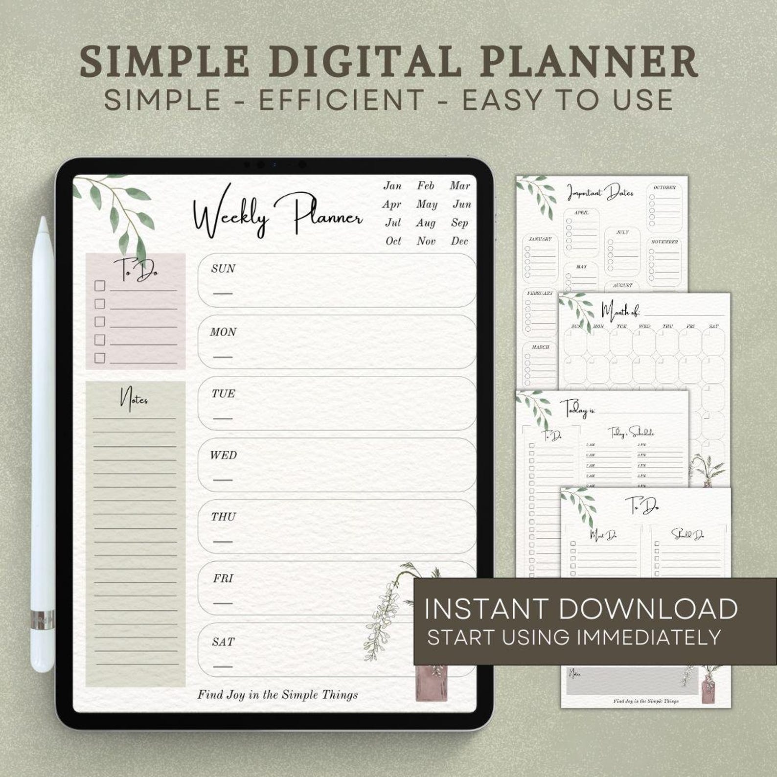 Digital Planner Simple Digital Planner Minimalist Digital Planner ...