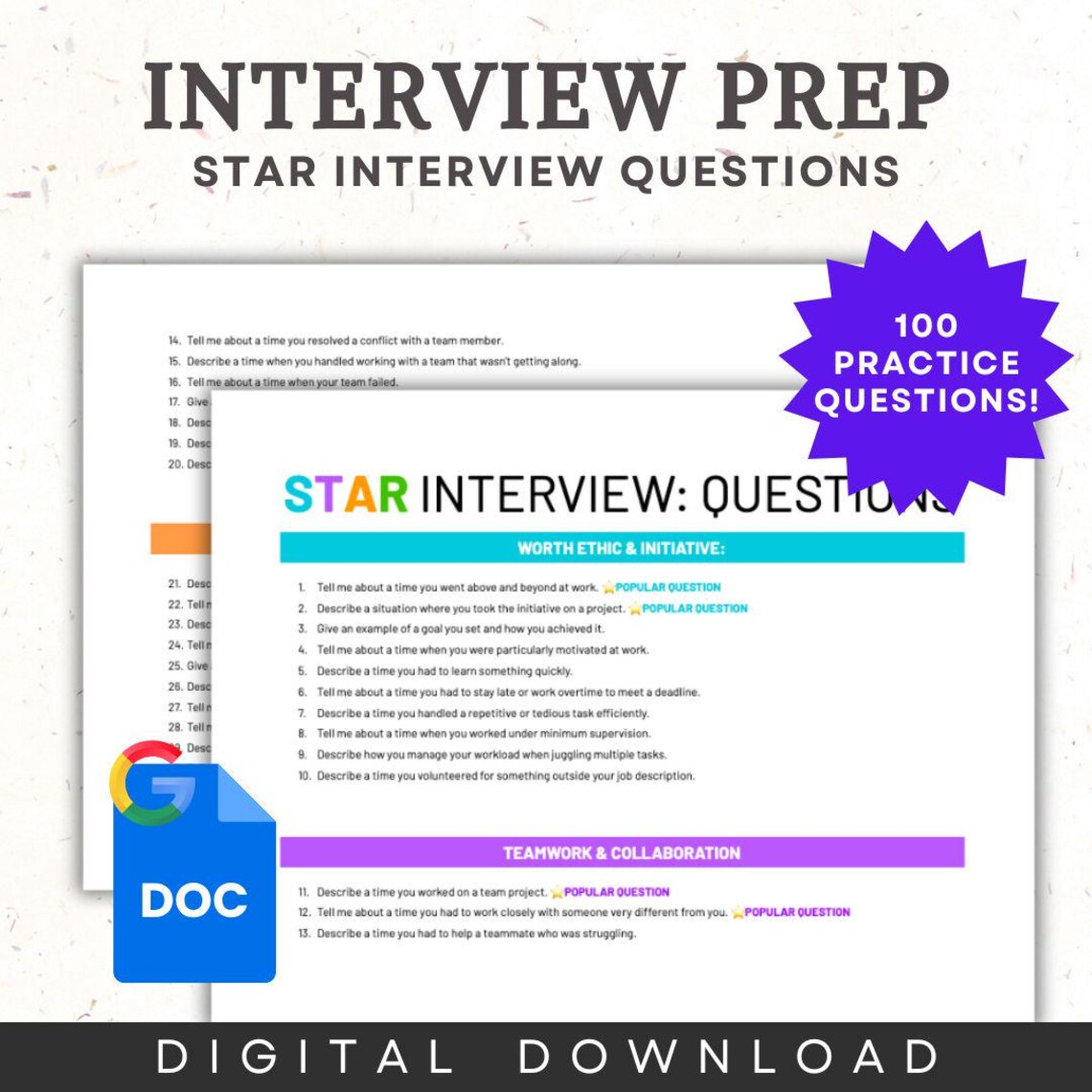 Interview Preparation STAR Method Interview Worksheet Behavioral ...