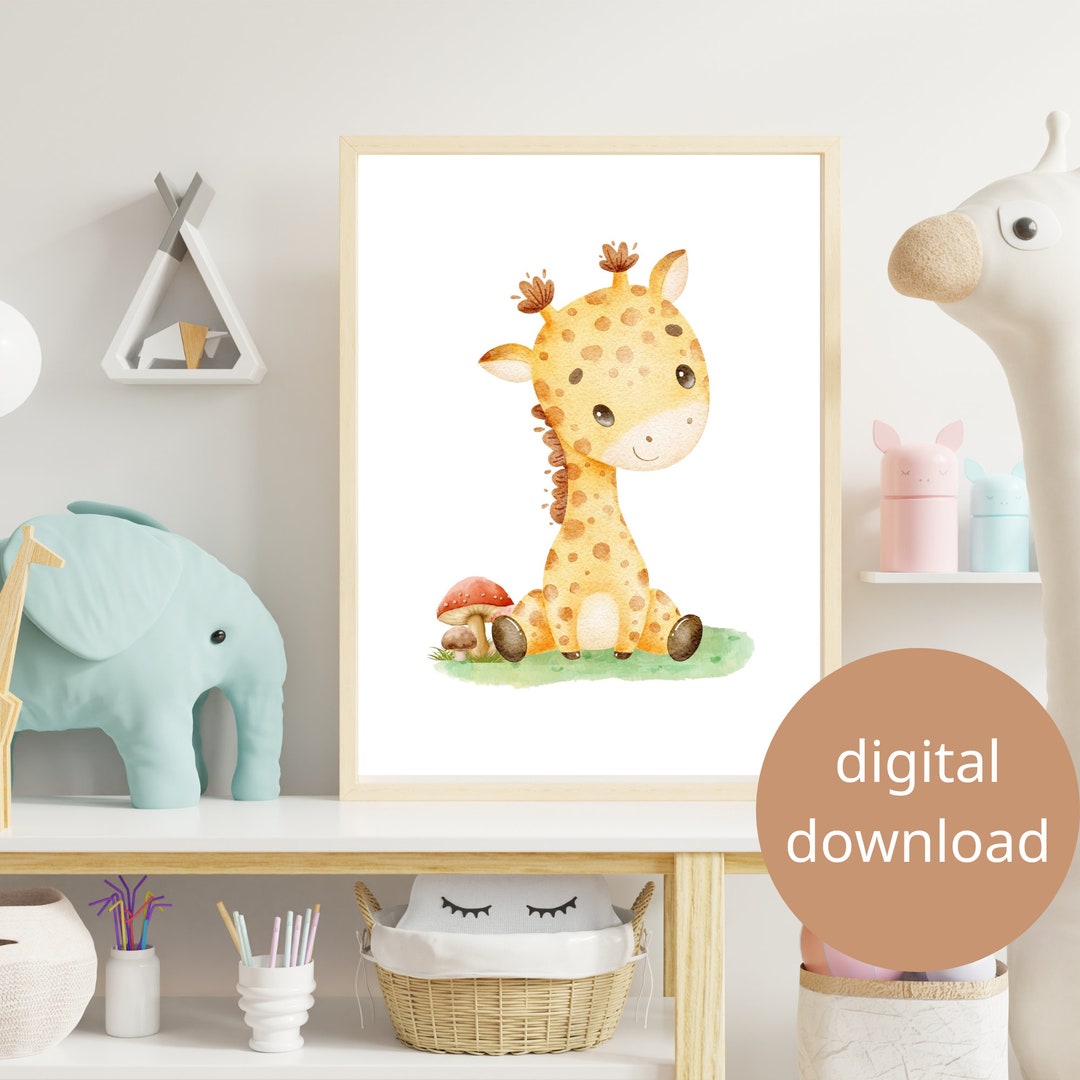 Cute Baby Giraffe Printable Wall Art, Baby Room Decor, Nursery Decor ...