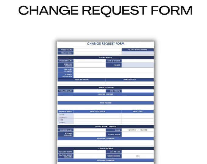 Editable Change Request Log Template - Customizable Printable Instant ...