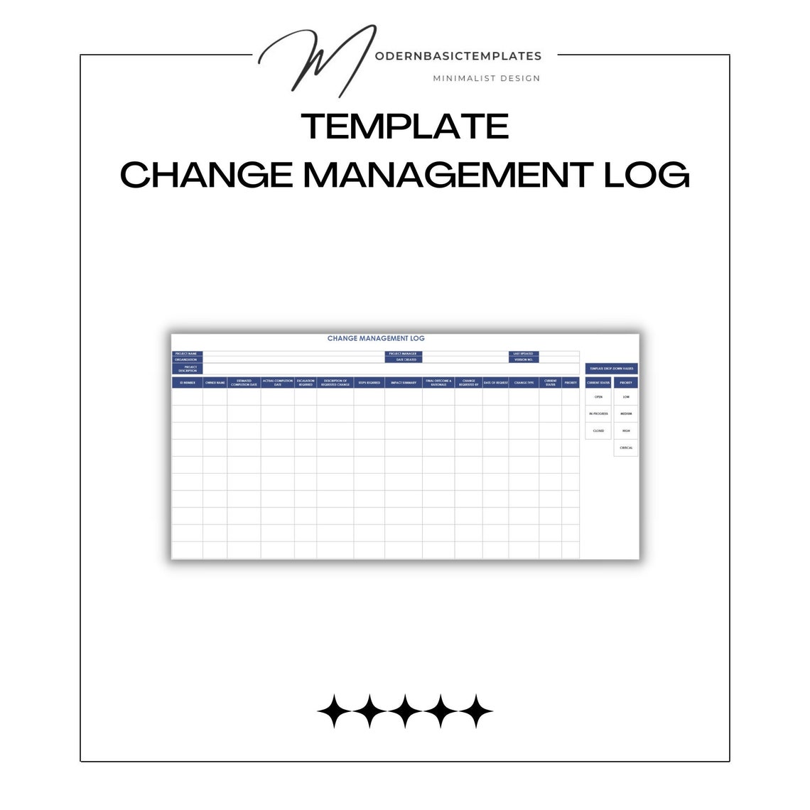 Organizational Change Management Log - Customizable, Editable ...