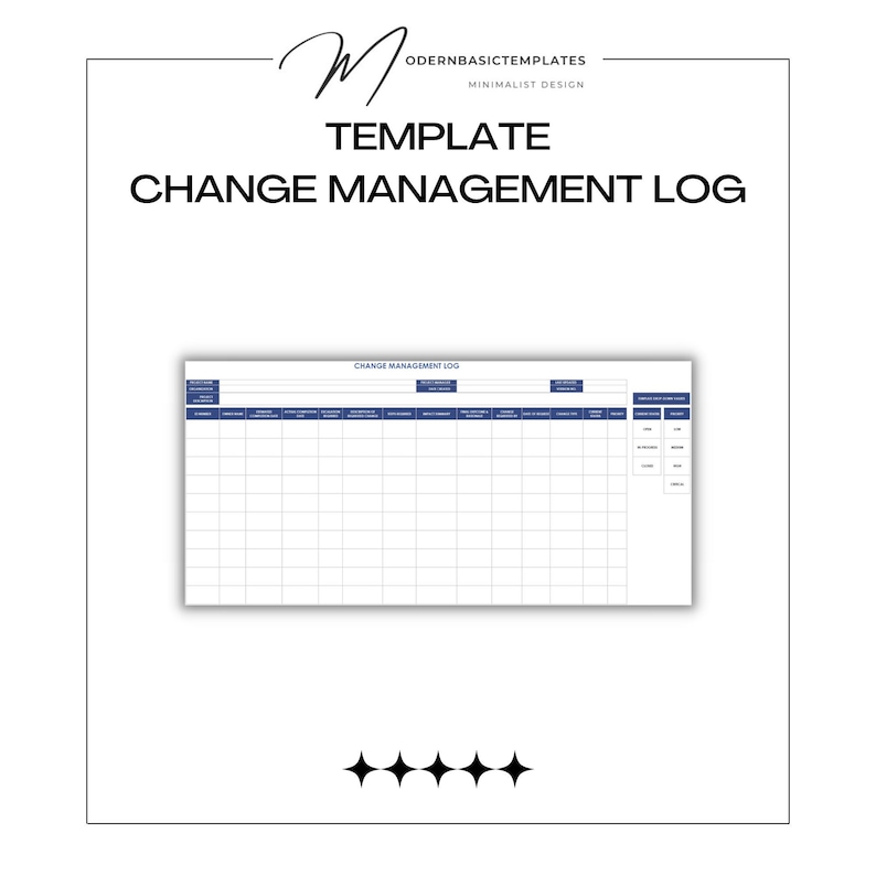 Organizational Change Management Log - Customizable, Editable ...