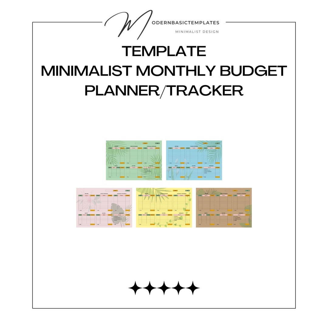 Minimalist Monthly Budget Planner/tracker: Elegant Personal Finance ...