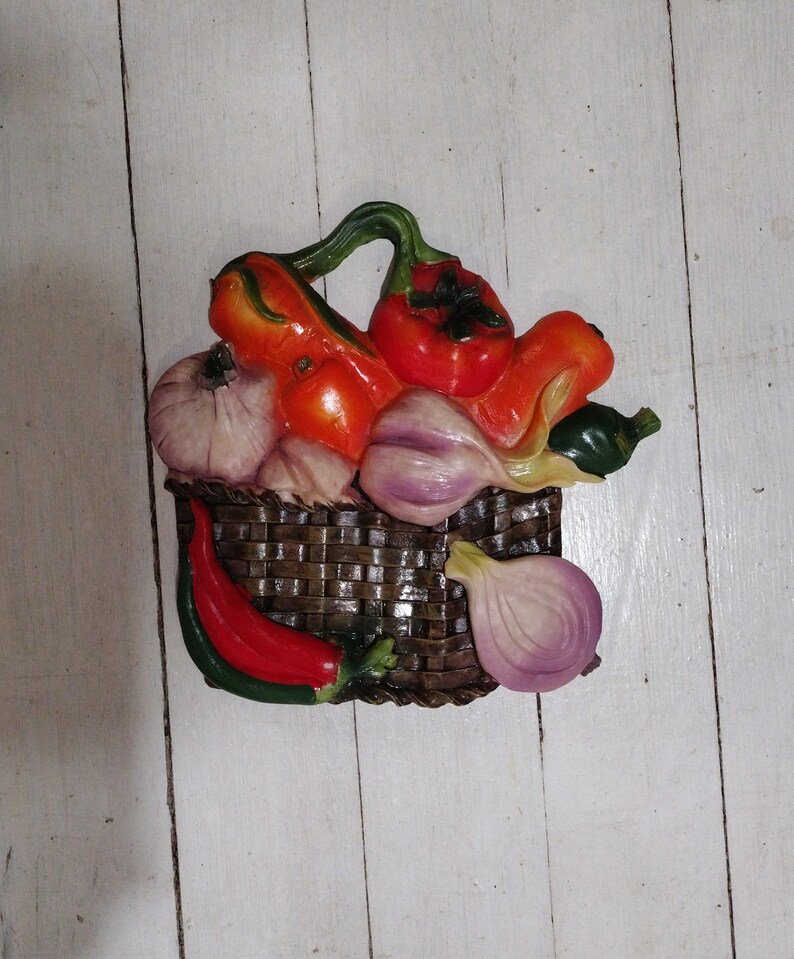 Vintage 1960s Homco Chalkware Set of 4 Vegetable Baskets Wall - Etsy