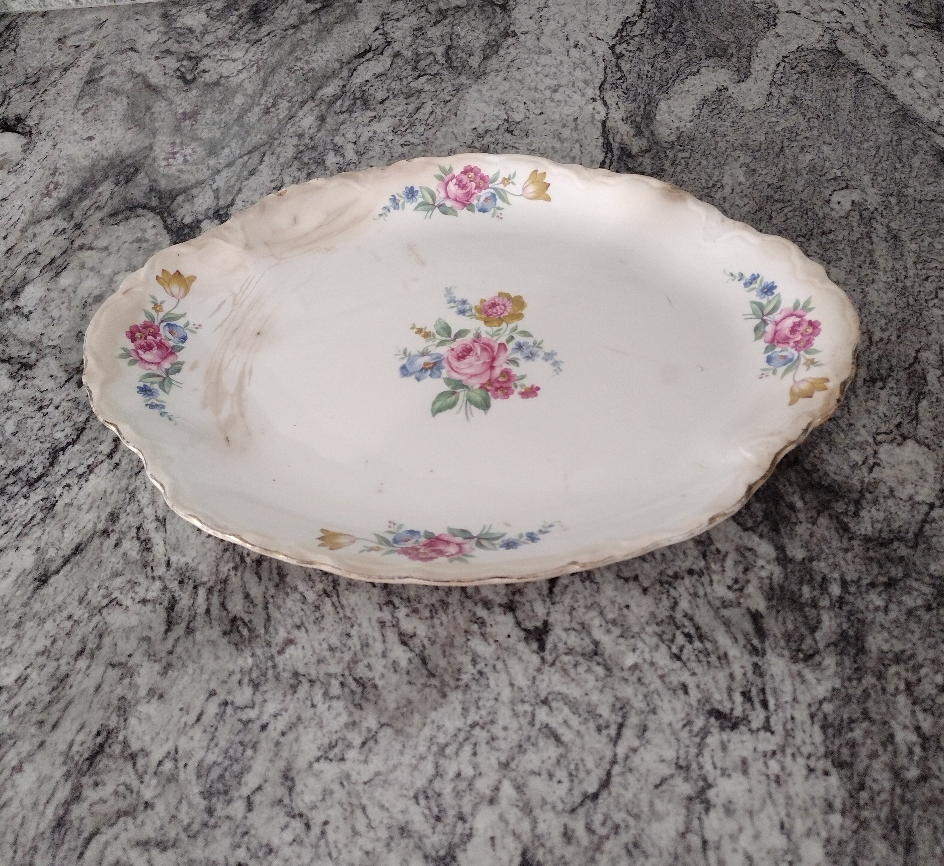 Vintage Oval Floral 1940s/ 40s Platter / Dish .made in USA - Etsy