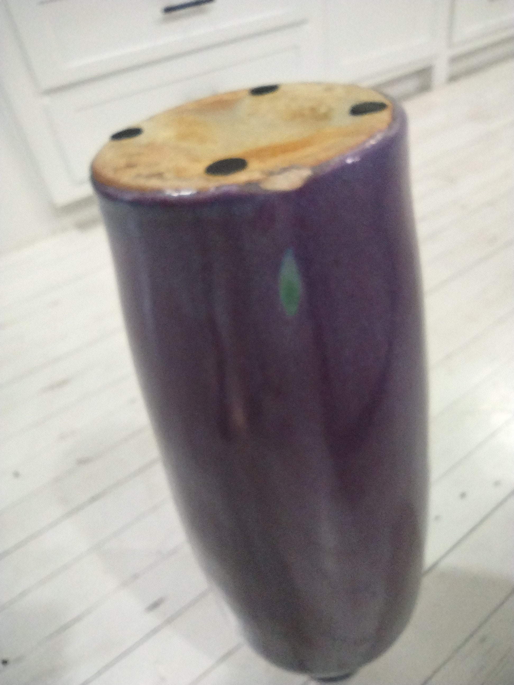 Vintage Chinese Monogram Chrome Purple Glazed Vase - Etsy