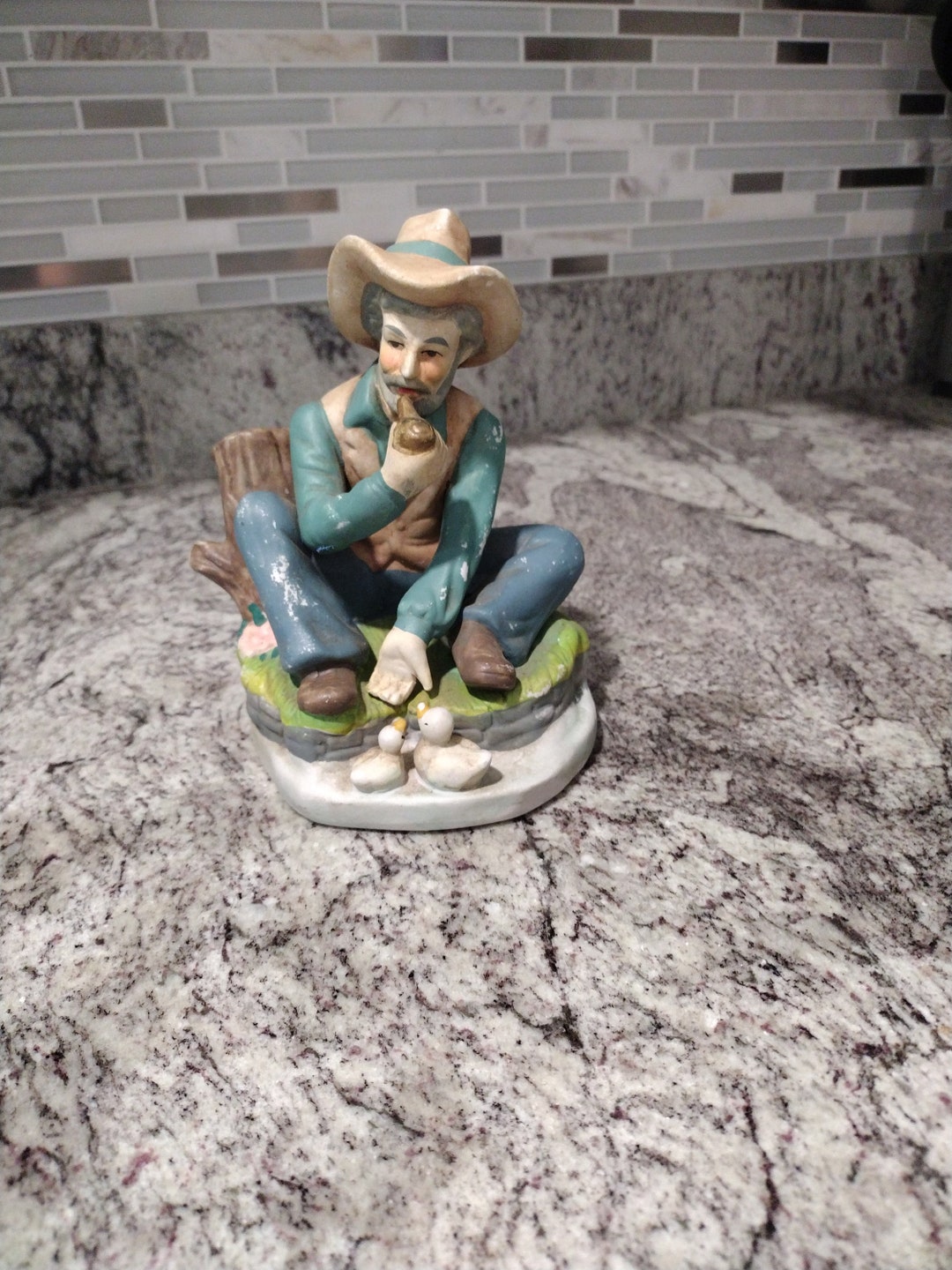 Vintage Homco Ceramic Old Man Smoking Pipe and Feeding Ducks - Etsy