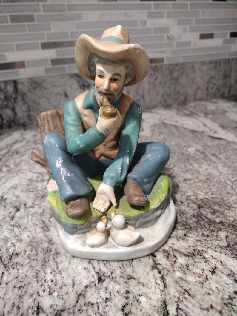 Vintage Homco Ceramic Old Man Smoking Pipe and Feeding Ducks - Etsy