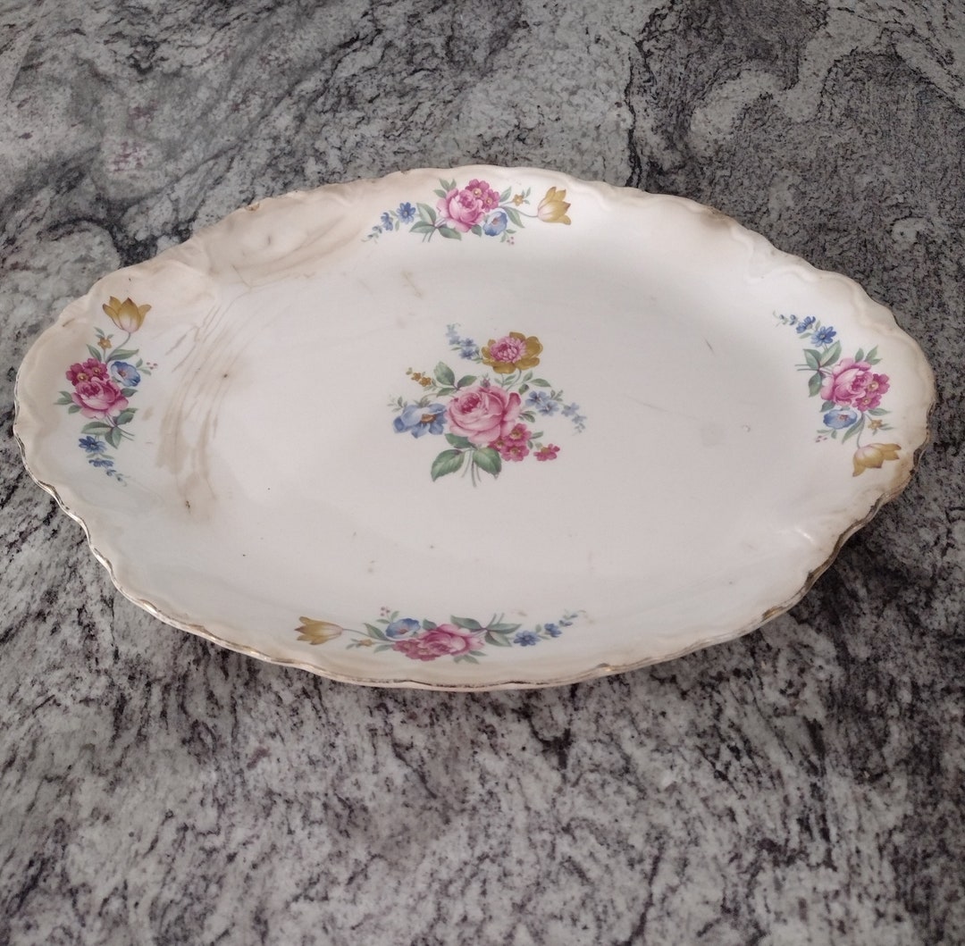 Vintage Oval Floral 1940s/ 40s Platter / Dish .made in USA - Etsy