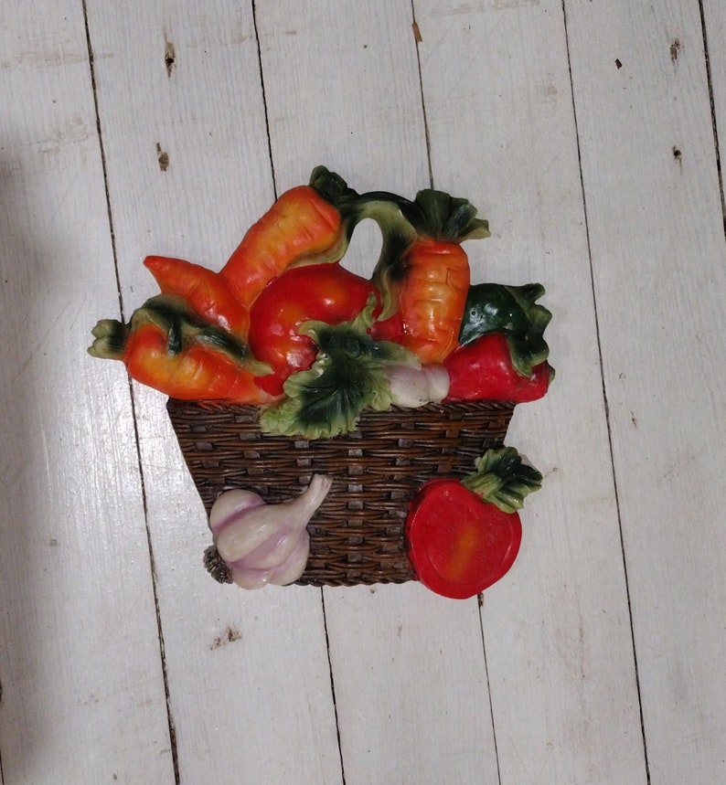 Vintage 1960s Homco Chalkware Set of 4 Vegetable Baskets Wall - Etsy