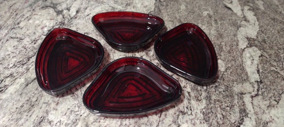 5 Anchor Hocking Mid Century Manhattan Ruby Red Glass Relish Tray ...