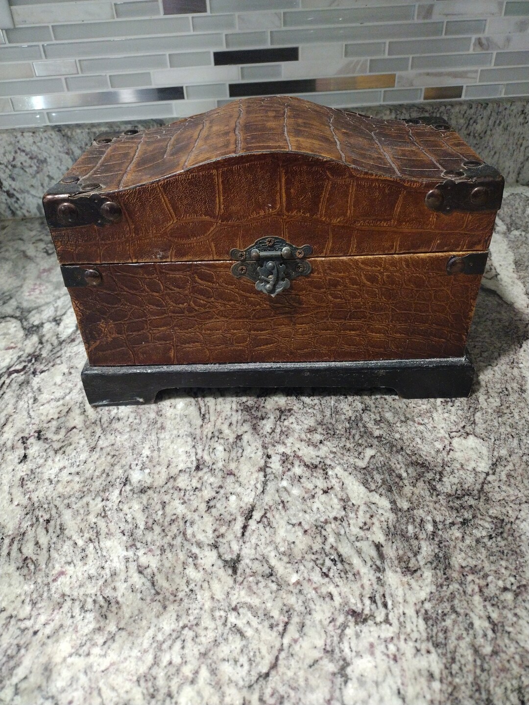 Vintage Wooden Box Alligator Skin - Etsy