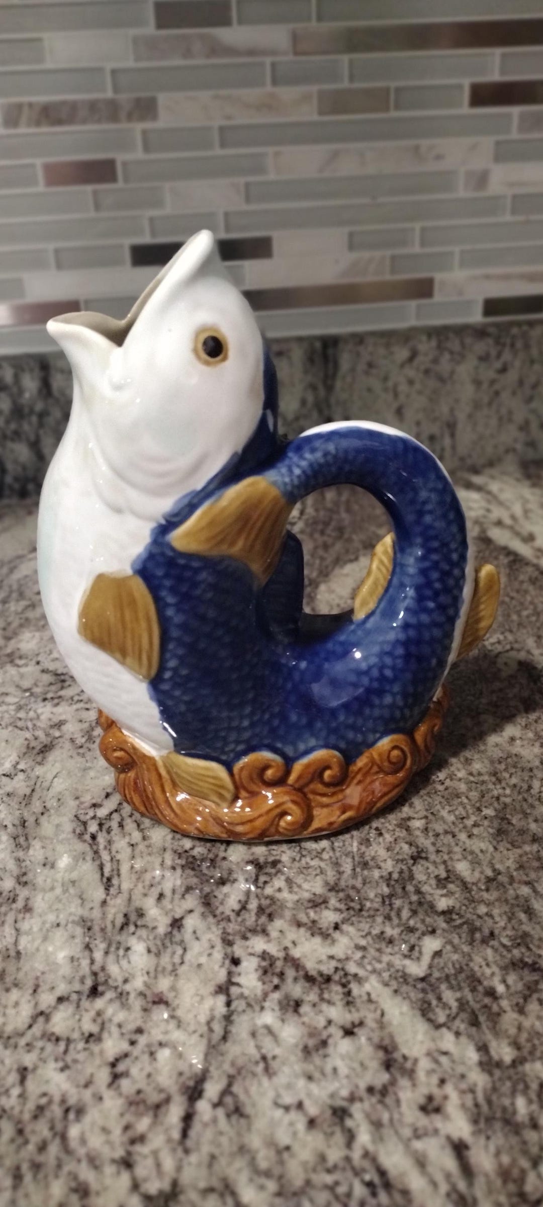Vintage Mid Century Ceramic Gurgle Fish Pitcher Jug Vase Made in Japan ...
