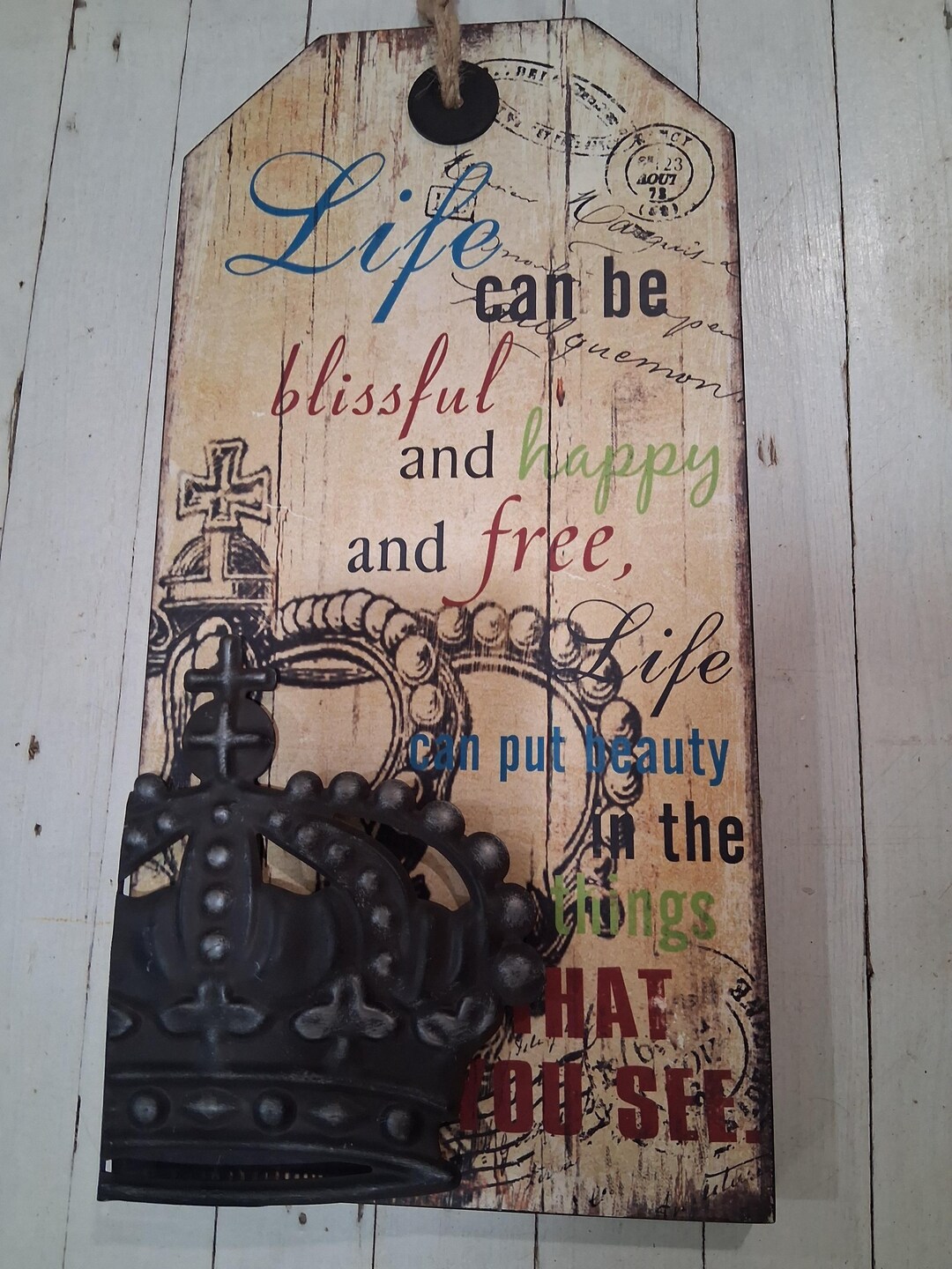 Vintage Wooden Rustic Wall Plaque Sign, Crown, Cross - Etsy