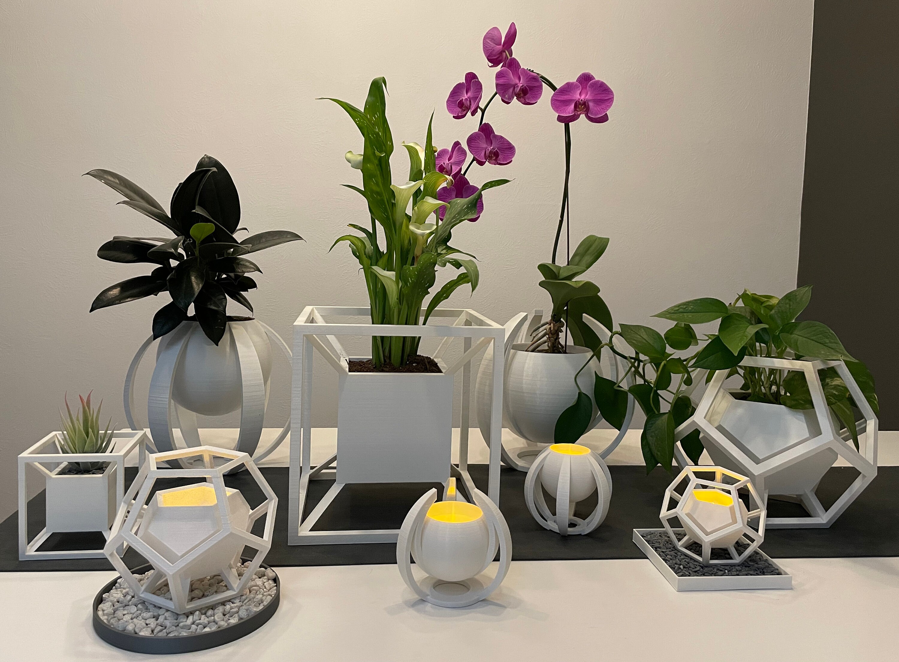 Geometric LED Candle Table Lights set of Four - Etsy