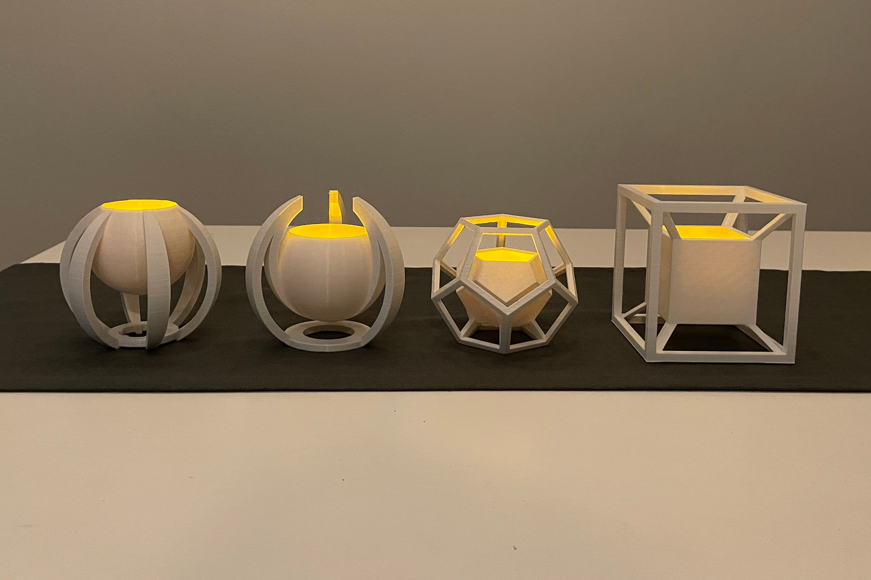 Geometric LED Candle Table Lights set of Four - Etsy