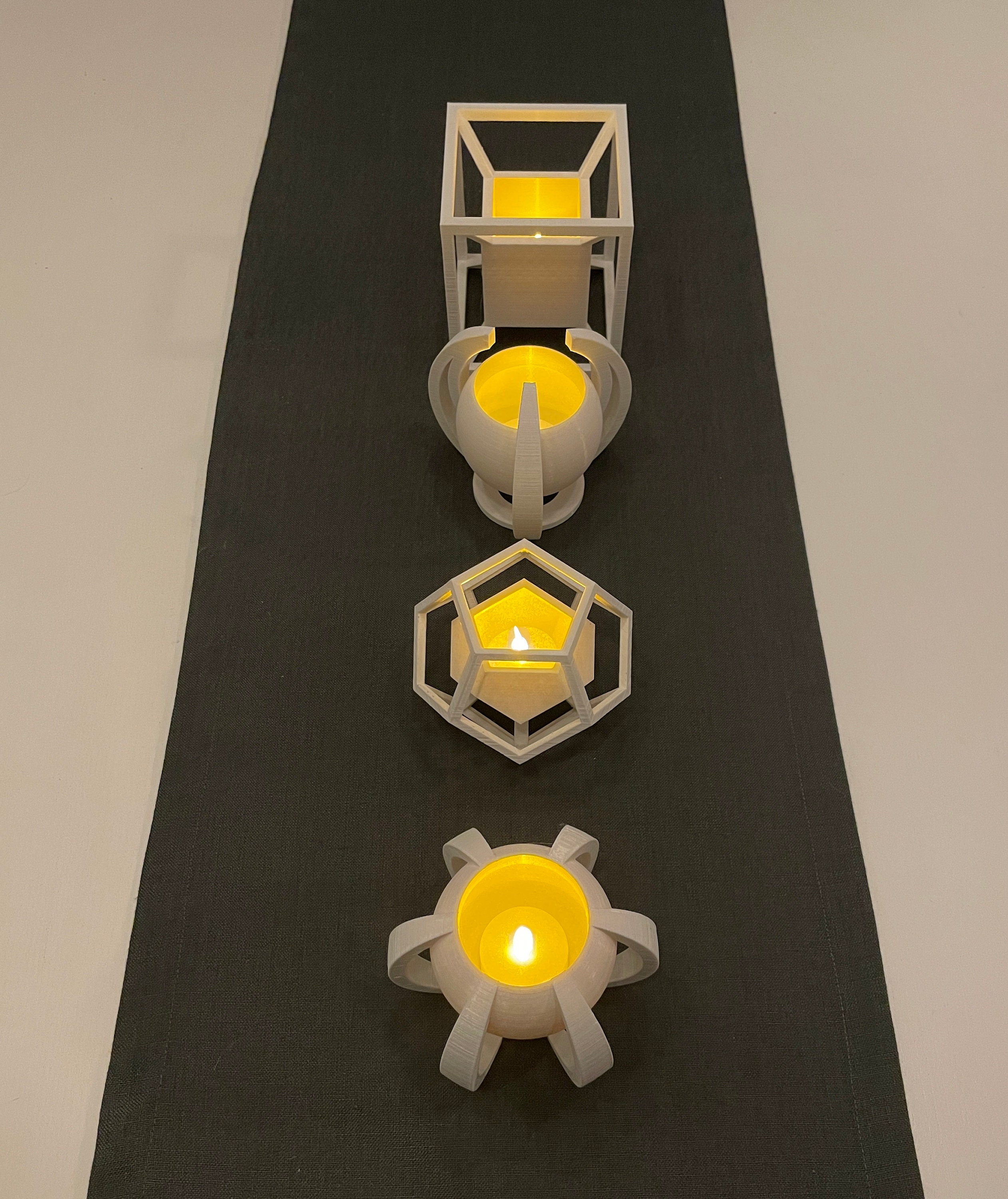Geometric LED Candle Table Lights set of Four - Etsy