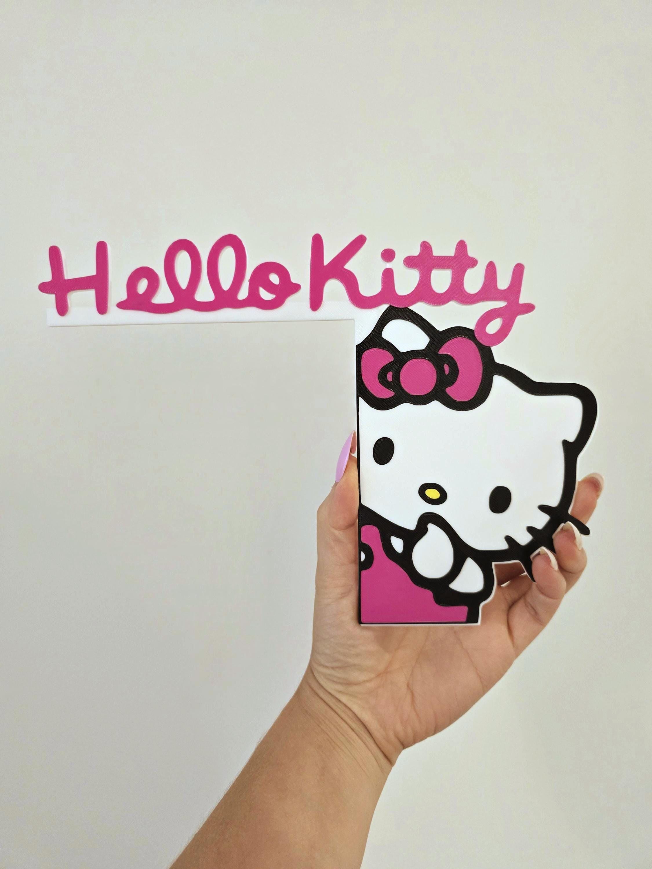 Kawaii Hello Kitty Style Corner Wall Hanger – Pink Bow Room Decor for ...