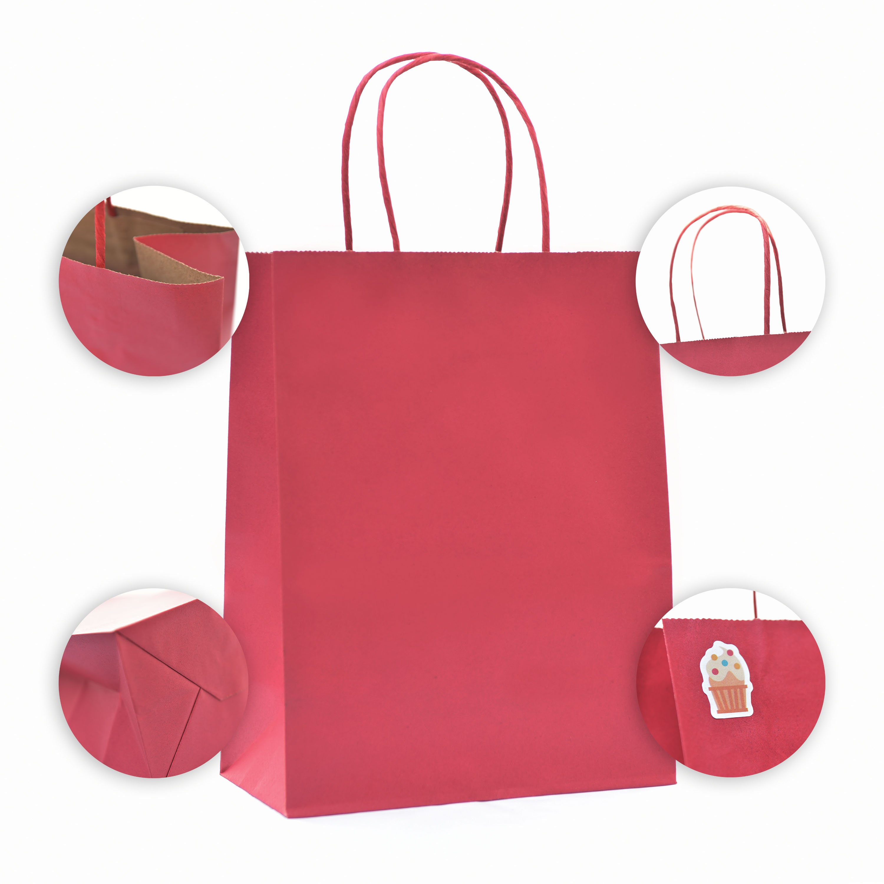 Red Paper Gift Bags With Handle: Medium Size. Great Bags for ...