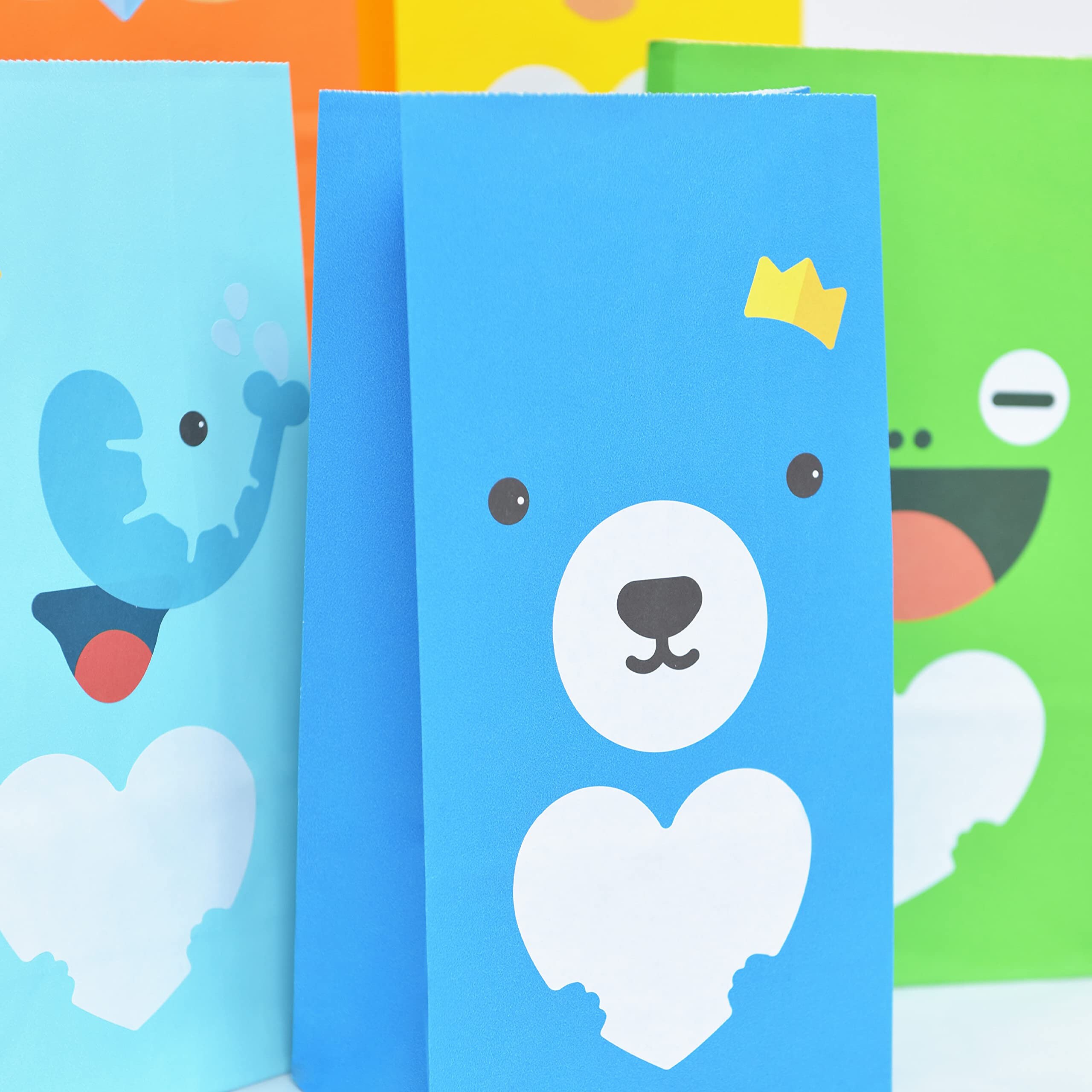 Multi Color 15 Pack Paper Bags With DIY Fun Creative Animal Stickers ...