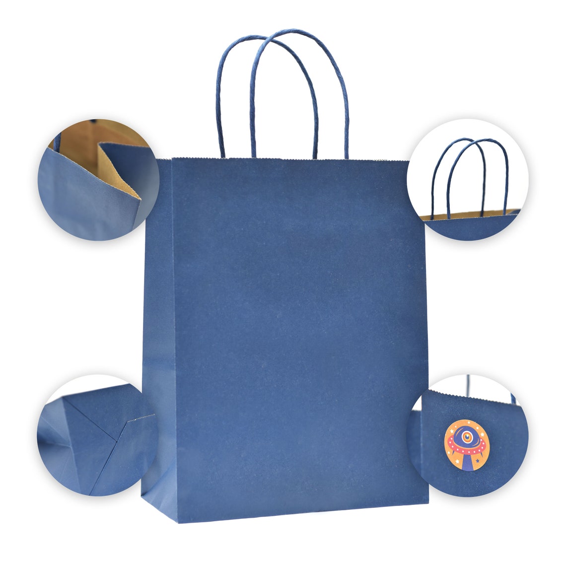 Navy Blue Paper Gift Bags With Handle: Medium Size. Great Bags for ...