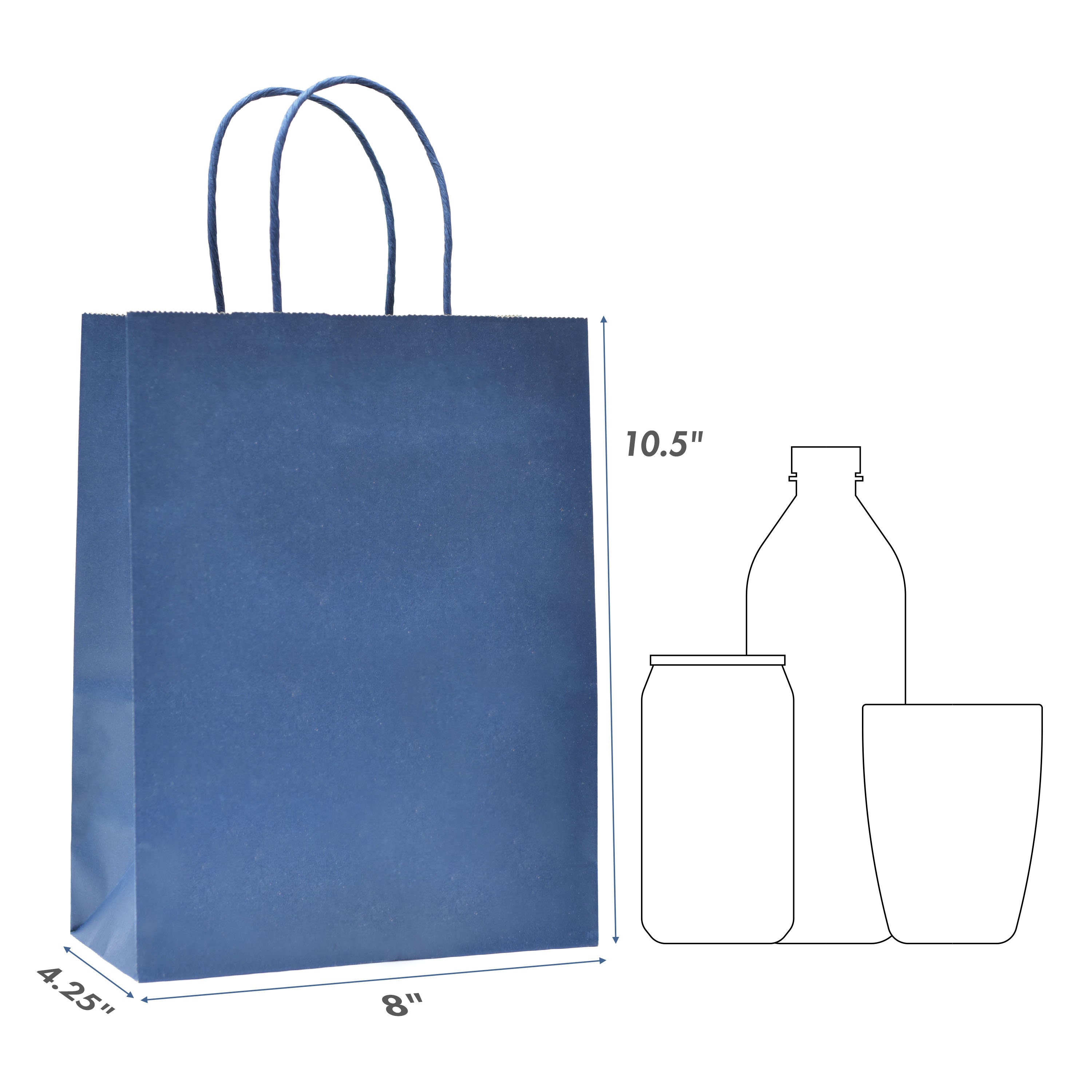 Navy Blue Paper Gift Bags With Handle: Medium Size. Great Bags for ...