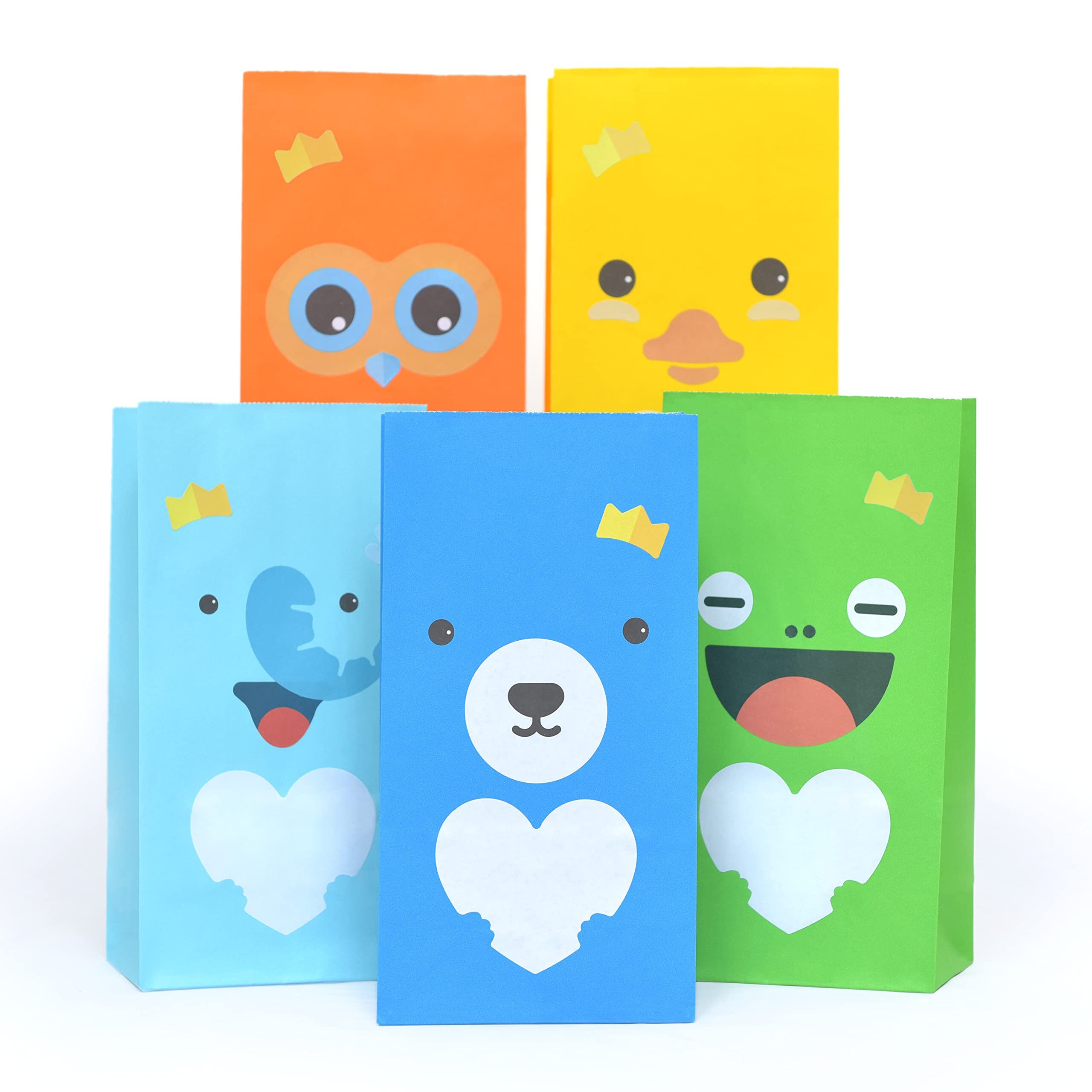Multi Color 15 Pack Paper Bags With DIY Fun Creative Animal Stickers ...