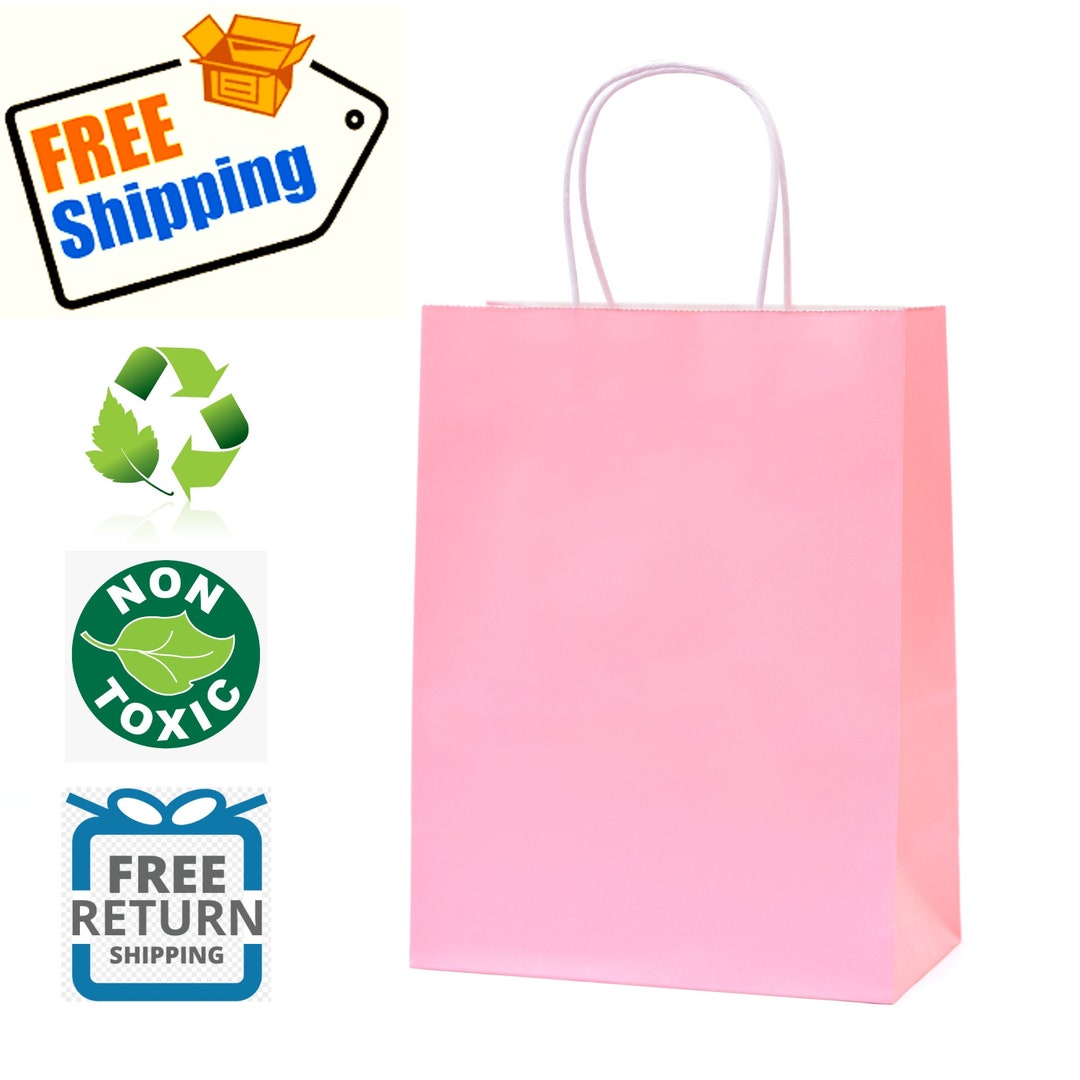 Pink Paper Gift Bags With Handle: Medium Size. Great Bags for ...