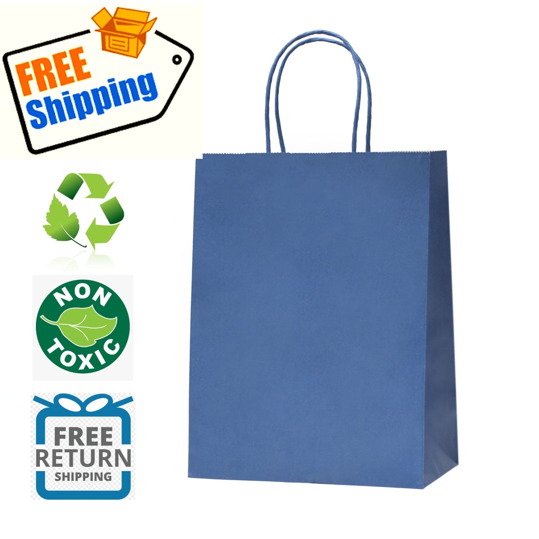 Navy Blue Paper Gift Bags With Handle: Medium Size. Great Bags for ...