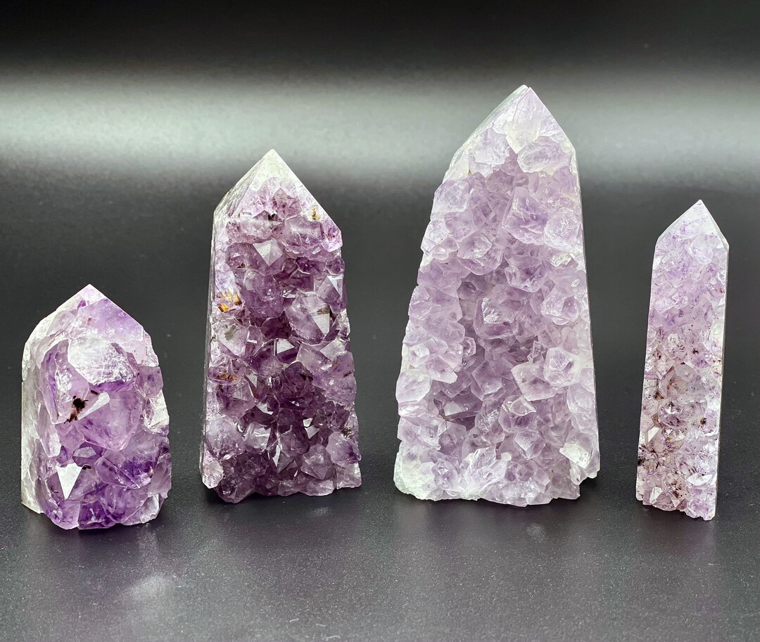 Amethyst Geode Crystal Cluster Tower Point Set of 2 - Etsy
