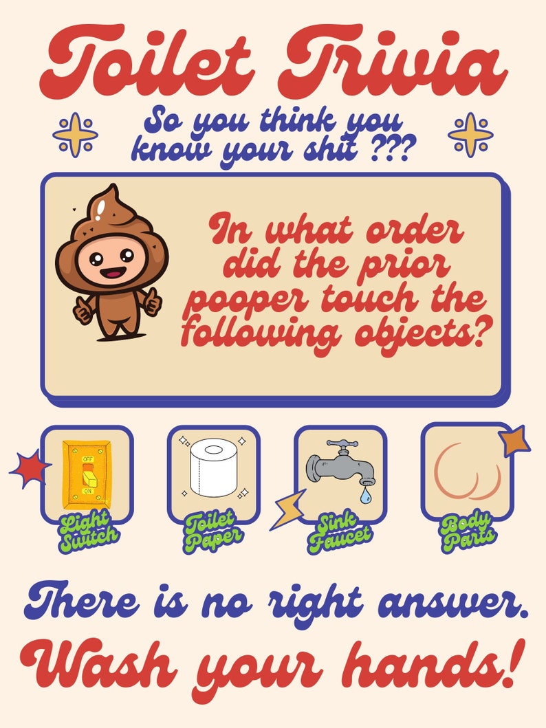 Toilet Trivia Sign, Funny Bathroom Decor, Bathroom Ideas, Housewarming ...