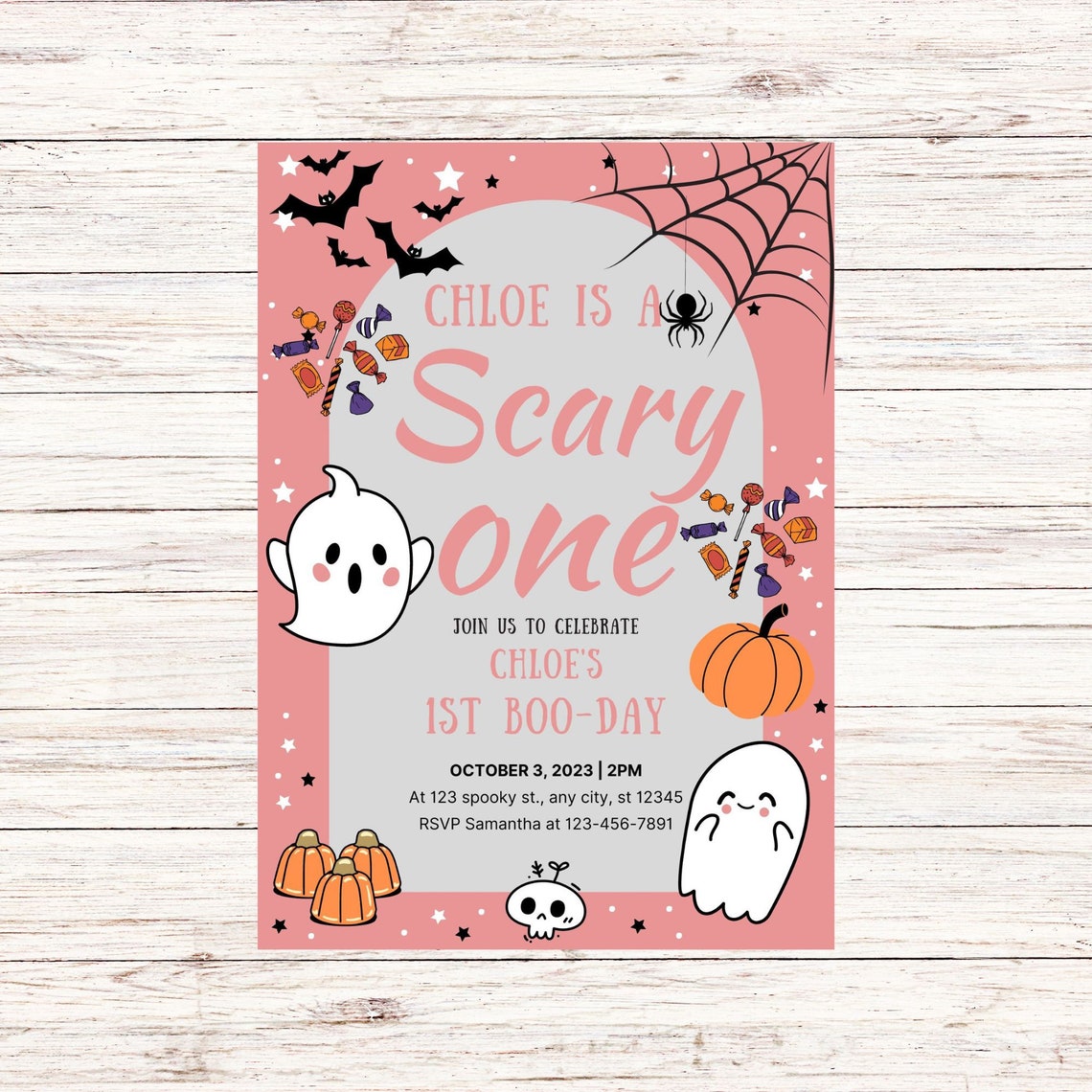 Scary One Halloween Birthday Invitation | Editable Instant Download ...