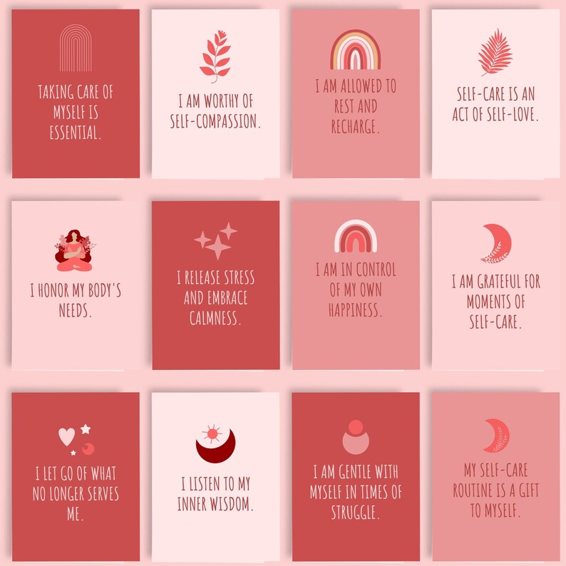 Self-care Affirmation Cards Nurture Your Mind Body and - Etsy