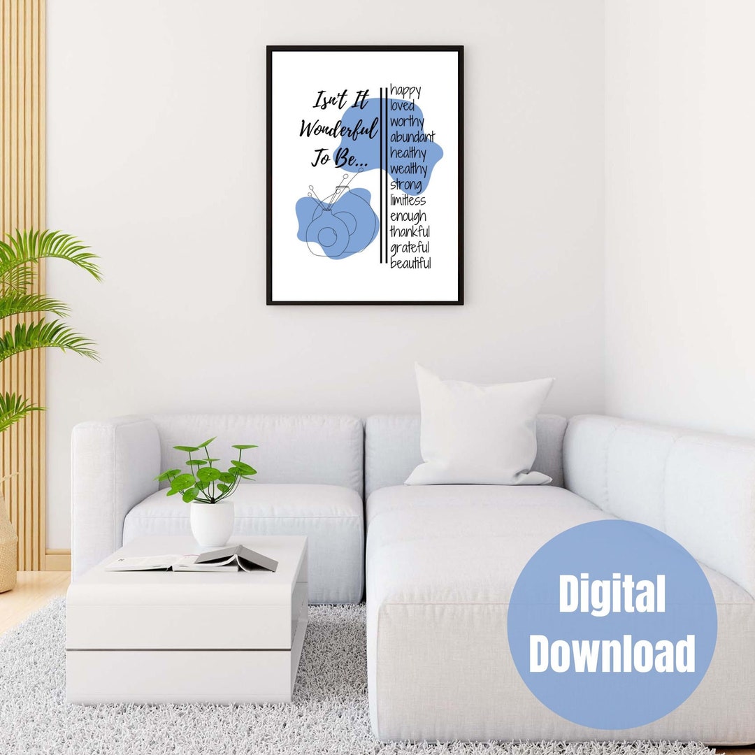 Positive Affirmation Printable Wall Art, Isn't It Wonderful to Be ...