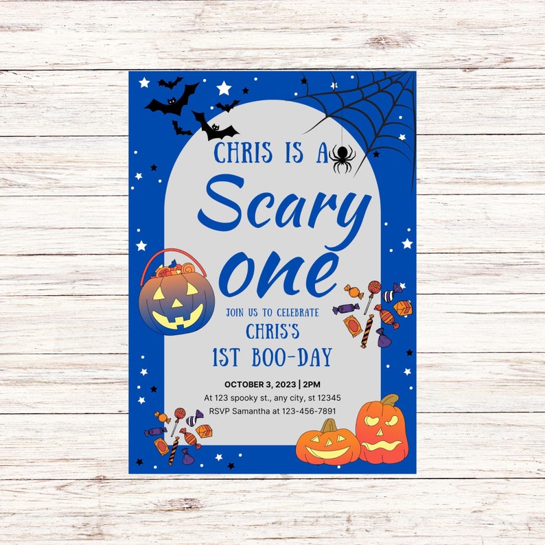 Scary One Halloween Birthday Invitation | Editable Instant Download ...